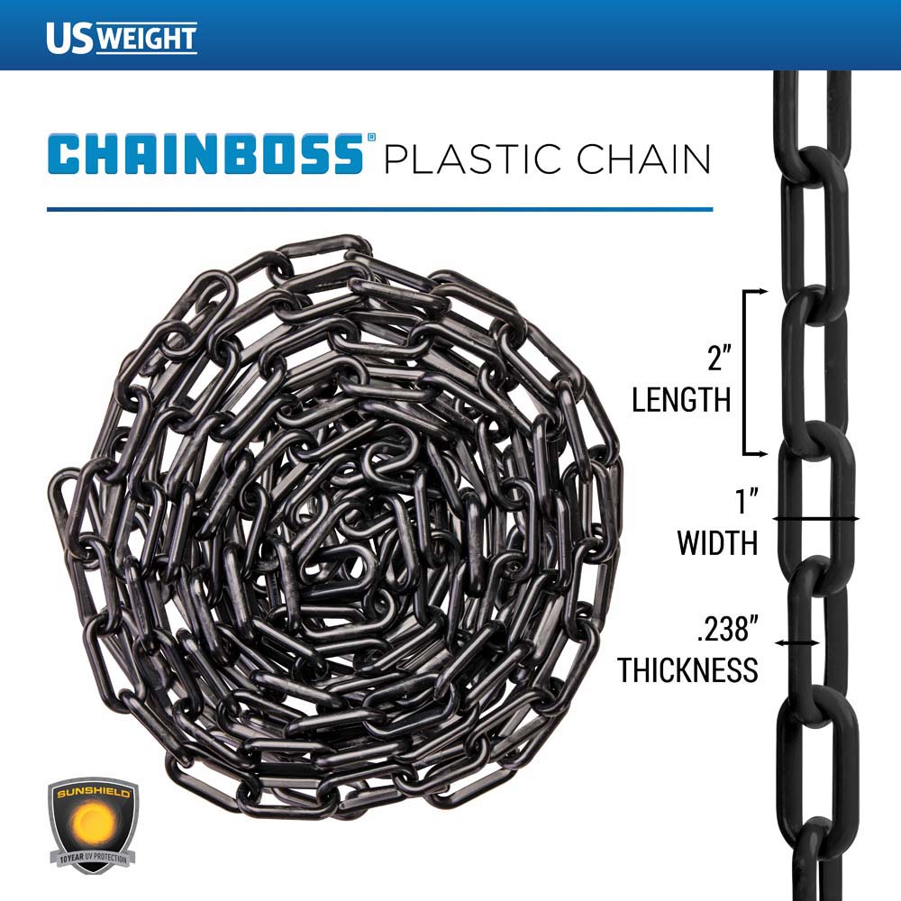 US Weight Made in USA 2" x 100' Plastic Safety Chain With SunShield UV