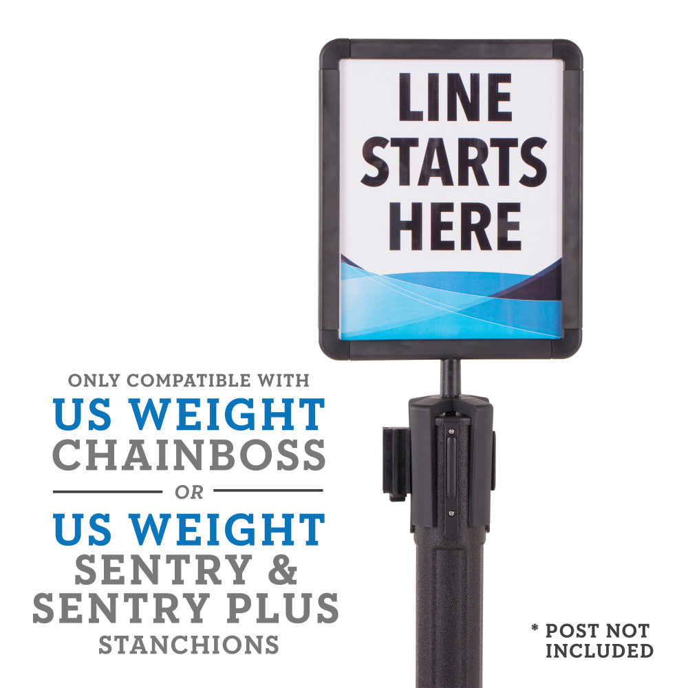 US Weight Plastic Stanchion Sign Holder with Plexiglass Covers for USW