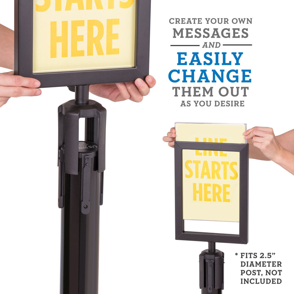US Weight Steel Stanchion Steel Frame Sign Holder with Plexiglass Cove